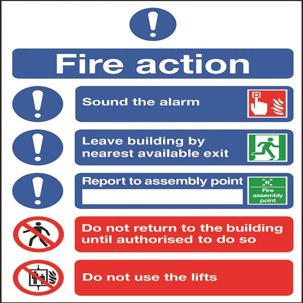 Safety Sign Fire Action Symbols A4 - SR92018 | Cazaar