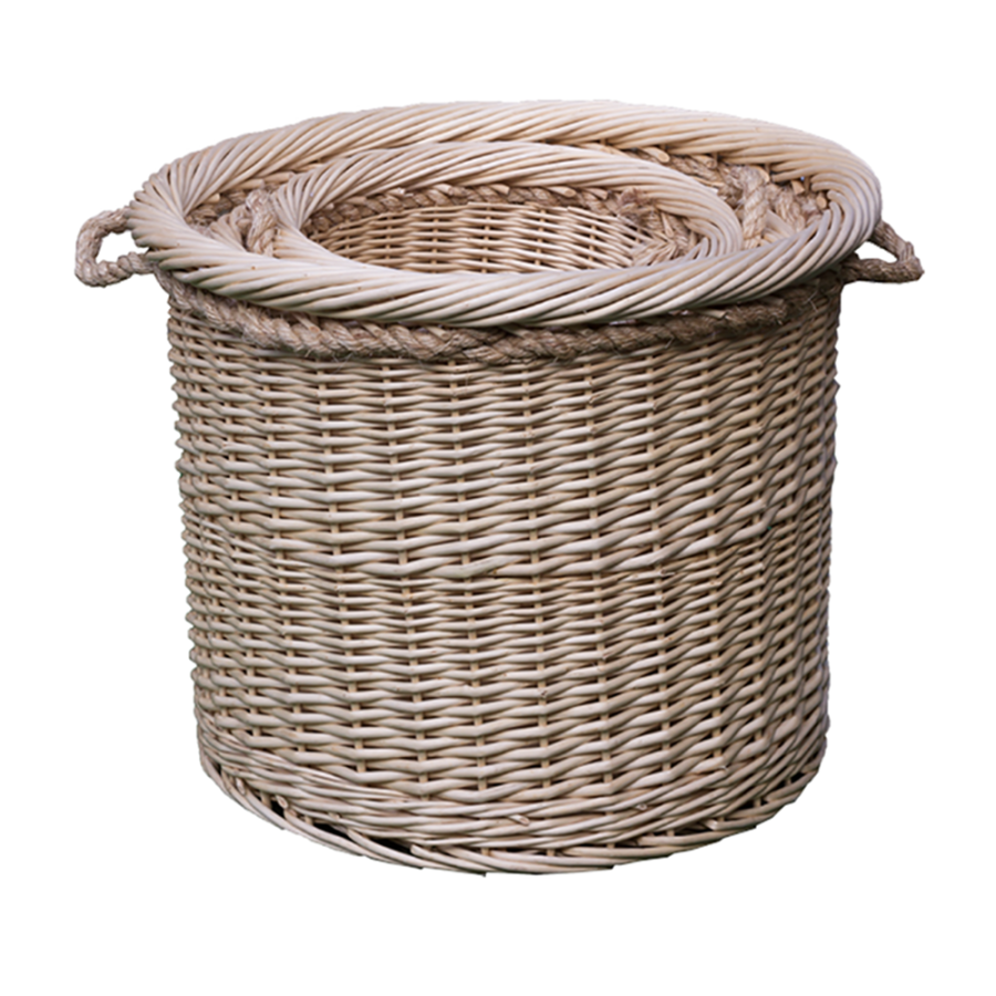 Set of 3 Deluxe Rope Handled Log basket | Cazaar