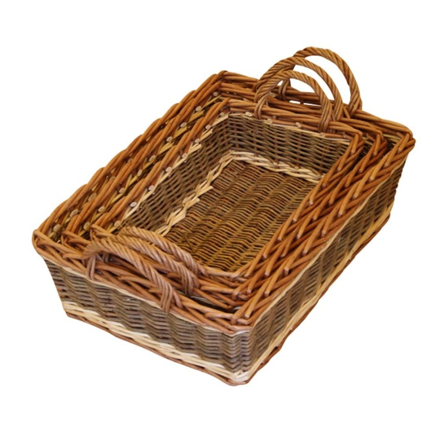 Set of 3 Malvern Wicker Serving Trays | Cazaar