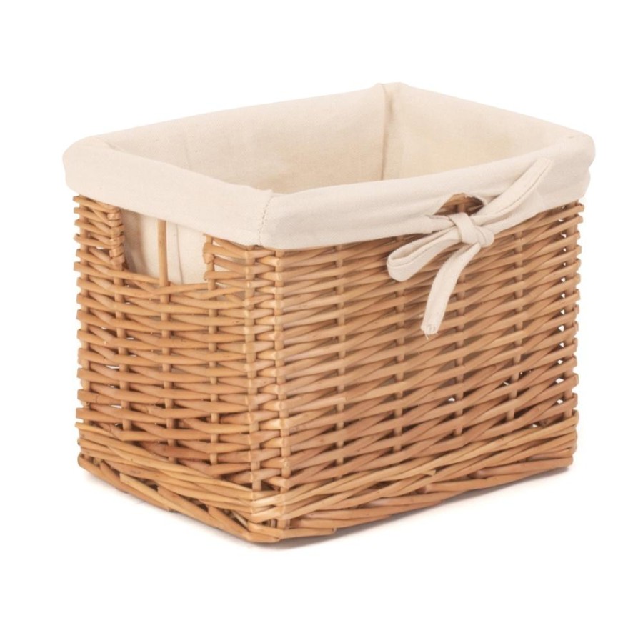 Small Deep Storage Wicker Basket with Cotton Lining | Cazaar