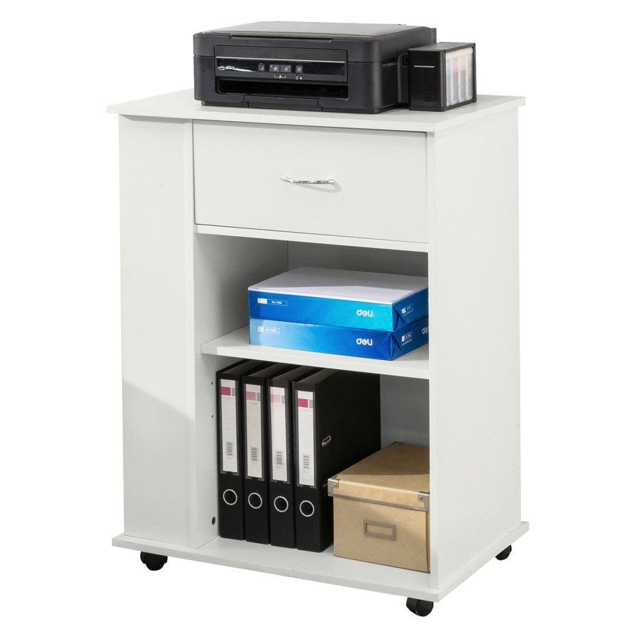 Sobuy Fsb45 W Home Office File Cabinet Printer Stand Side Cabinet On Wheels