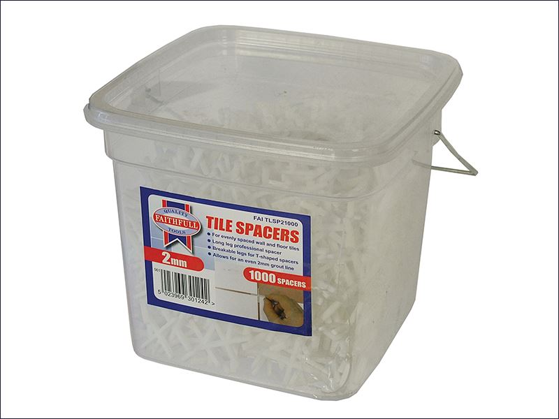 Tile Spacer Long Leg 2mm Tub of 1000 FAITLSP21000 | Cazaar