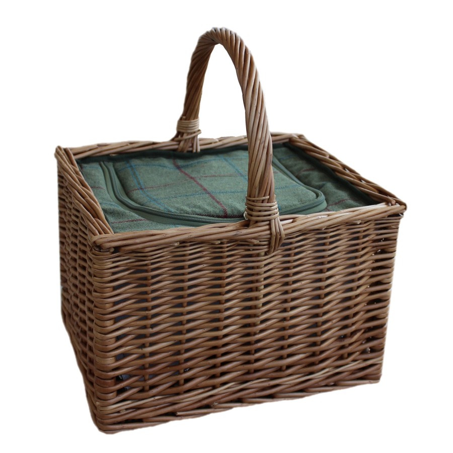 Wicker Butchers Basket with Zipped Cooler Bag | Cazaar