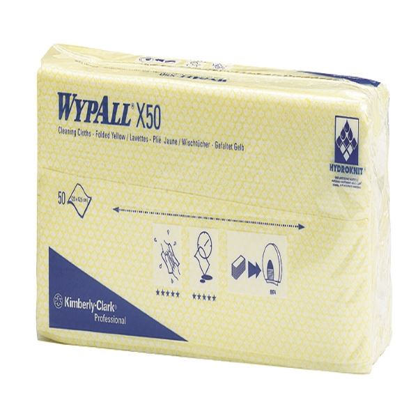 Wypall X50 Cleaning Cloths 50Shts Yl - KC02090 | Cazaar